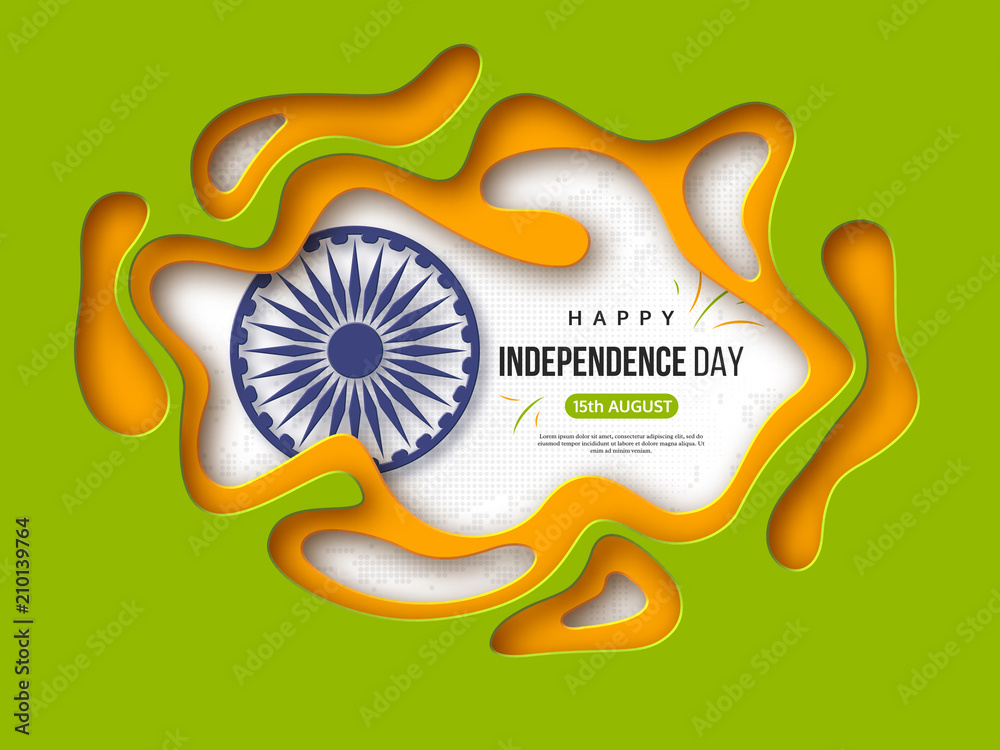 Indian Independence day holiday background. Paper cut shapes with ...