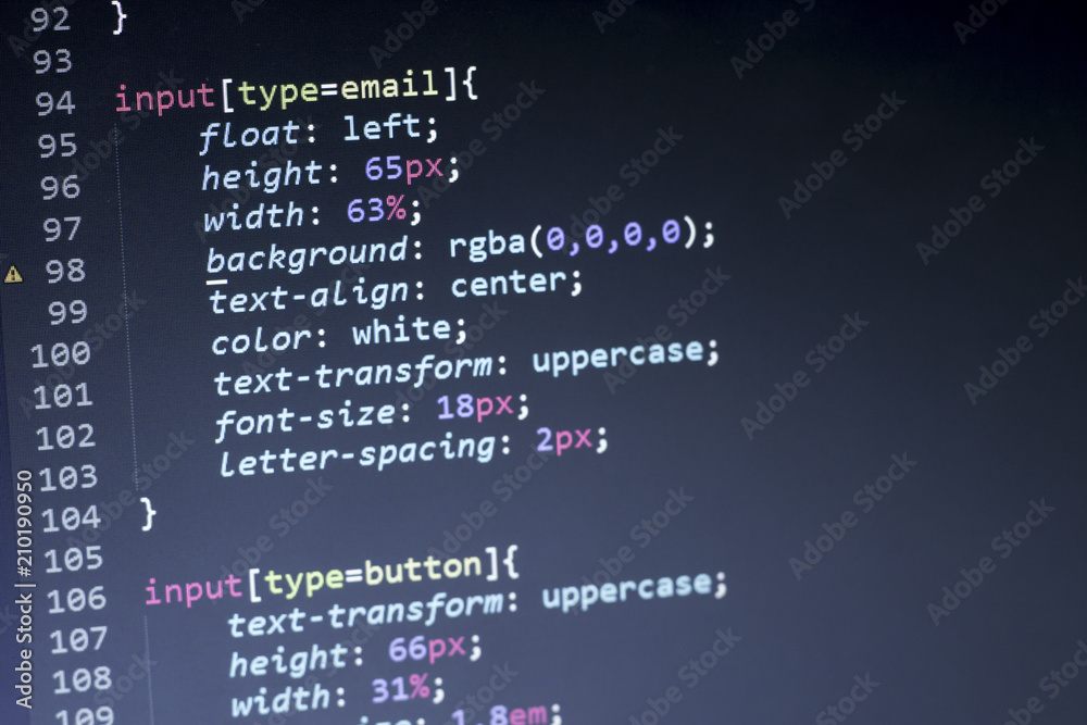 CSS stylesheet code. Computer programming source code abstract screen of web developer. Digital ...