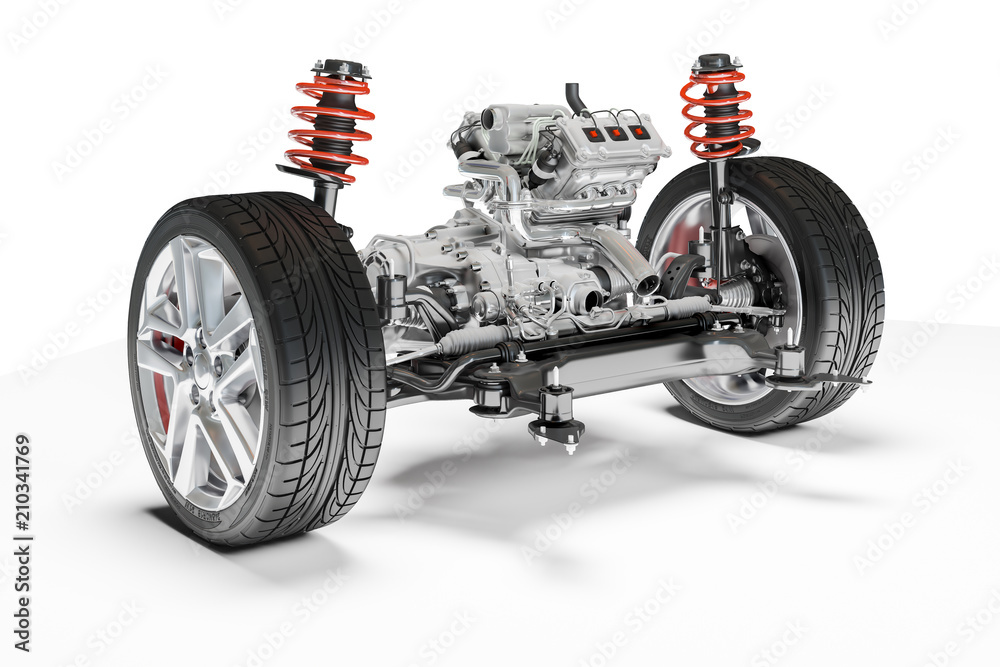 3d car chassis with motor and suspension Stock Illustration | Adobe Stock