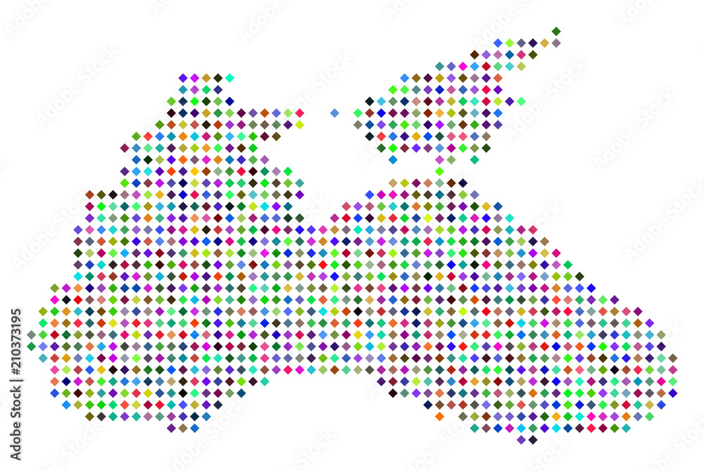 Multicolored dot Black Sea map. Vector abstraction of Black Sea map ...