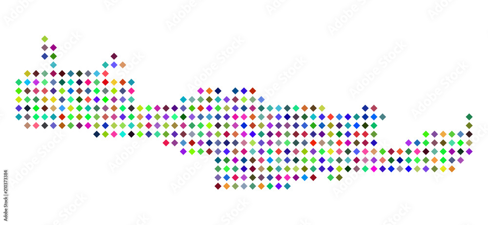 Multi colored dotted Crete Island map. Vector abstraction of Crete ...