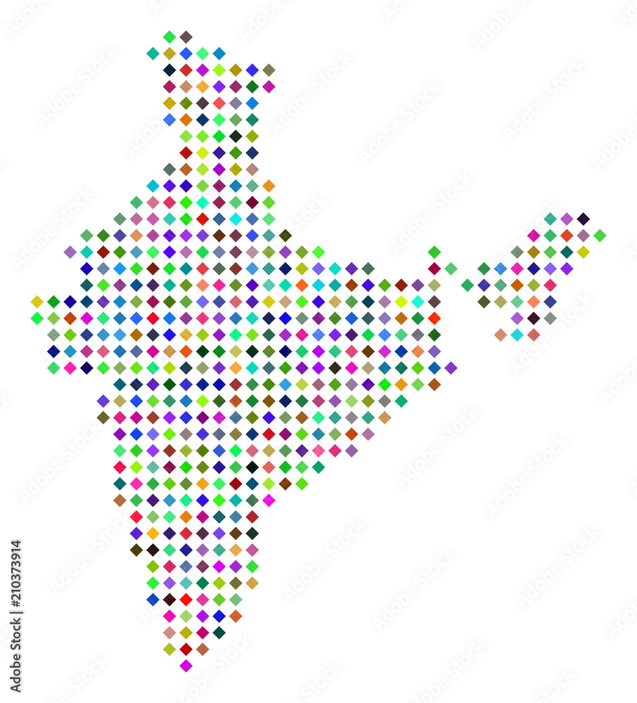 Multi colored dotted India map. Vector abstraction of India map done of ...