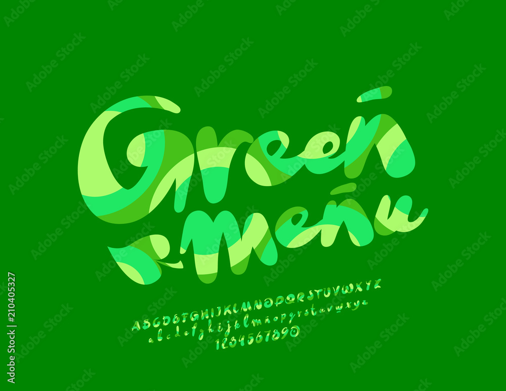 Vector handwritten text Green Menu. Font contains Graphic Style ...