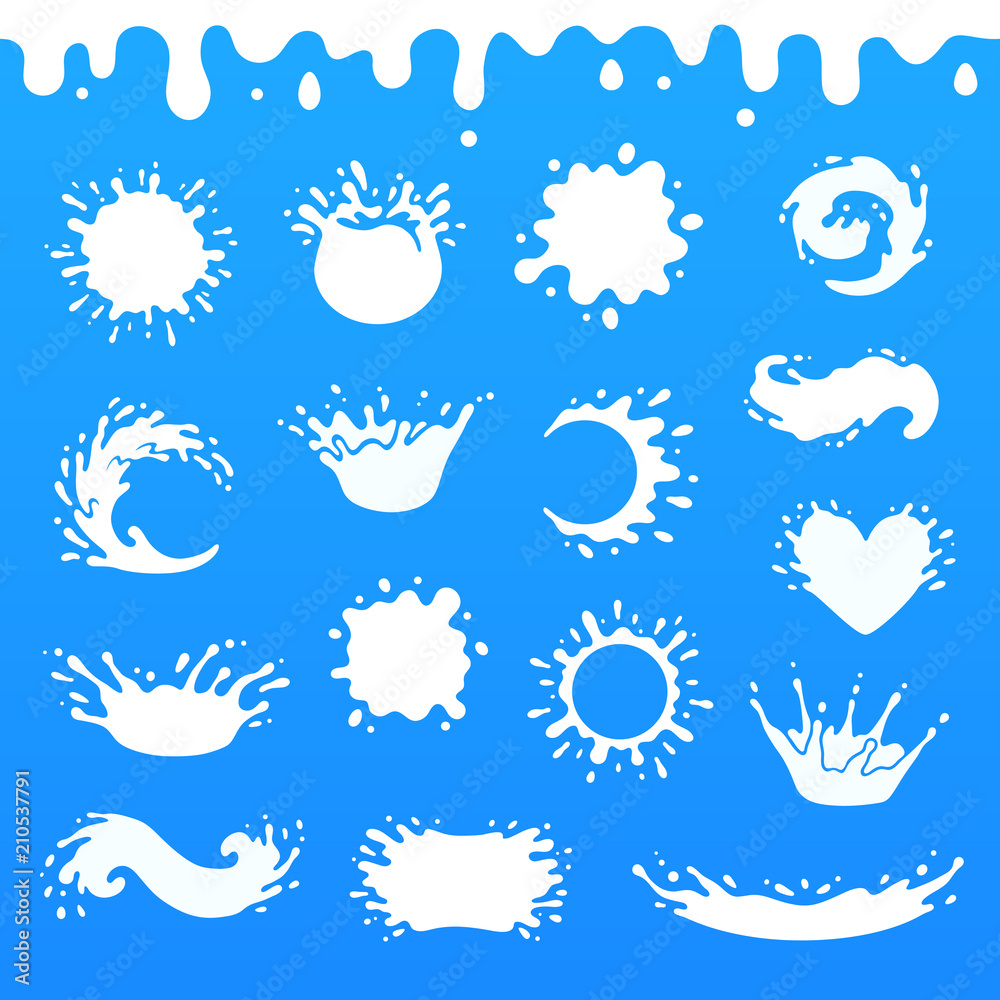 White milkshake splash, milk beverage drops, fresh milky yogurt ...