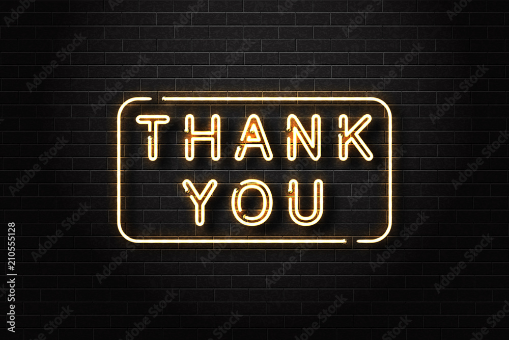 Vector realistic isolated neon sign of Thank You logo for decoration ...