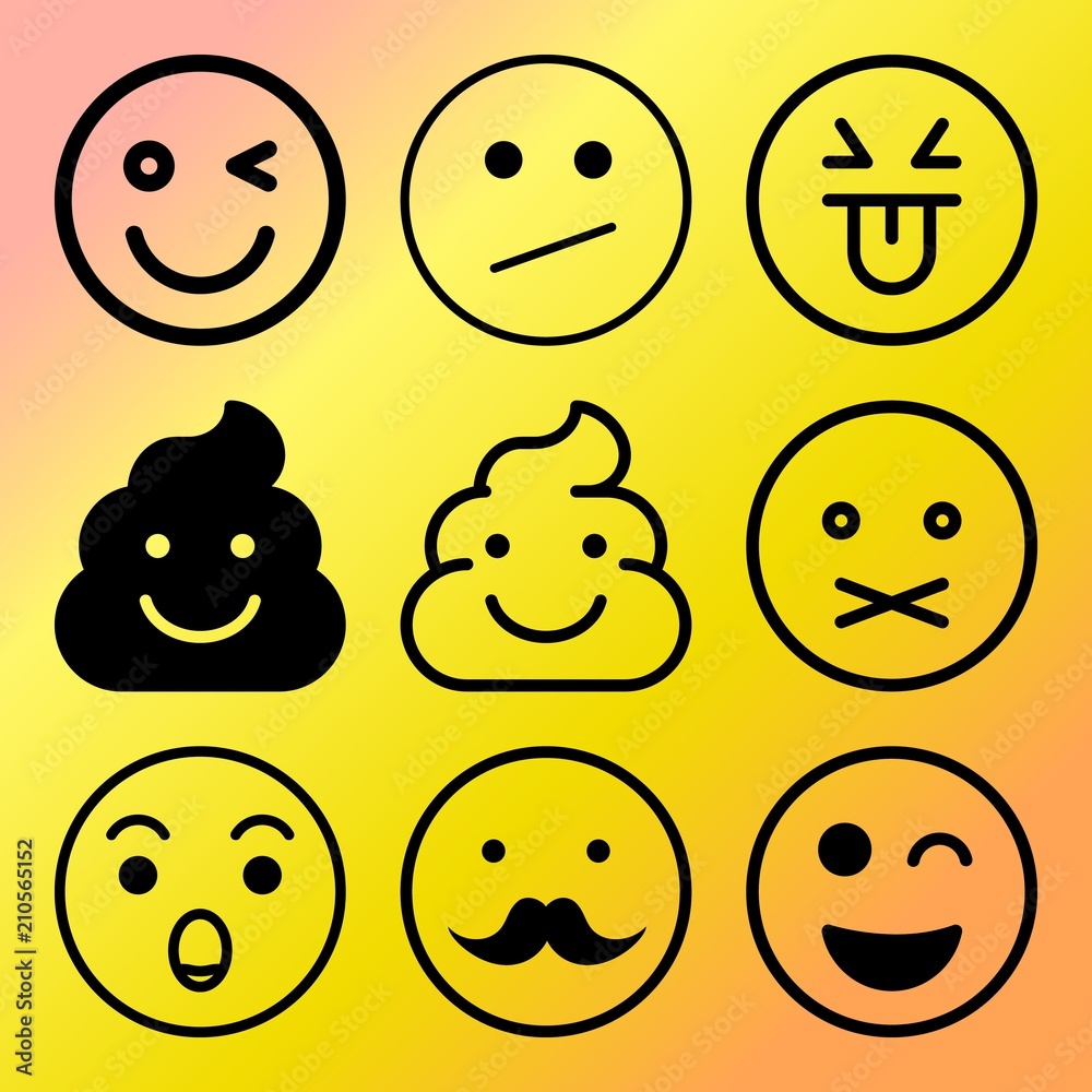 Vector icon set about emoticon with 9 icons related to design, heap ...