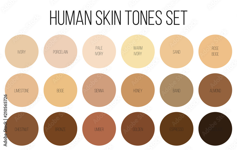 Creative vector illustration of human skin tone color palette set ...