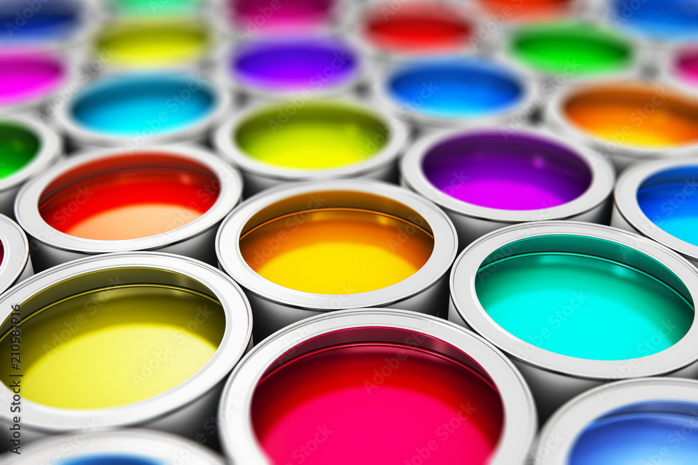 Color paint cans Stock Photo | Adobe Stock
