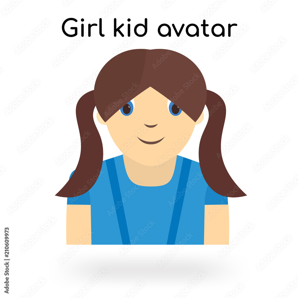 Girl kid avatar icon vector sign and symbol isolated on white ...