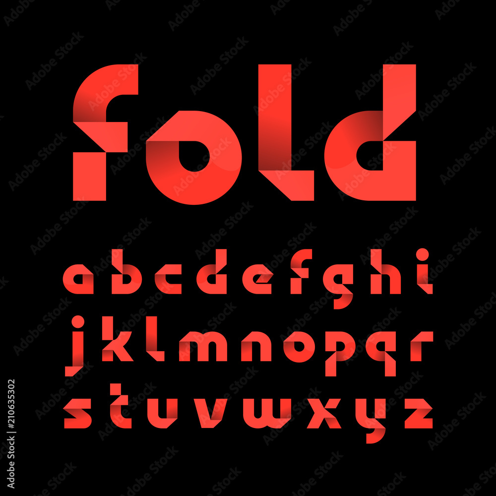 Paper font. Vector alphabet with fold effect letters. Stock Vector ...