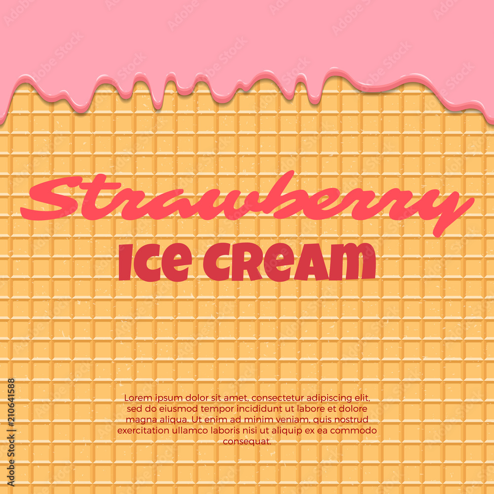 Seamless pattern waffle texture melts frosting ice cream dripping ...