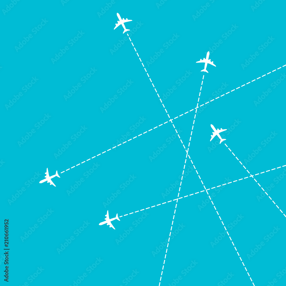 plane with dashed path lines. airplane flight route Stock Vector ...