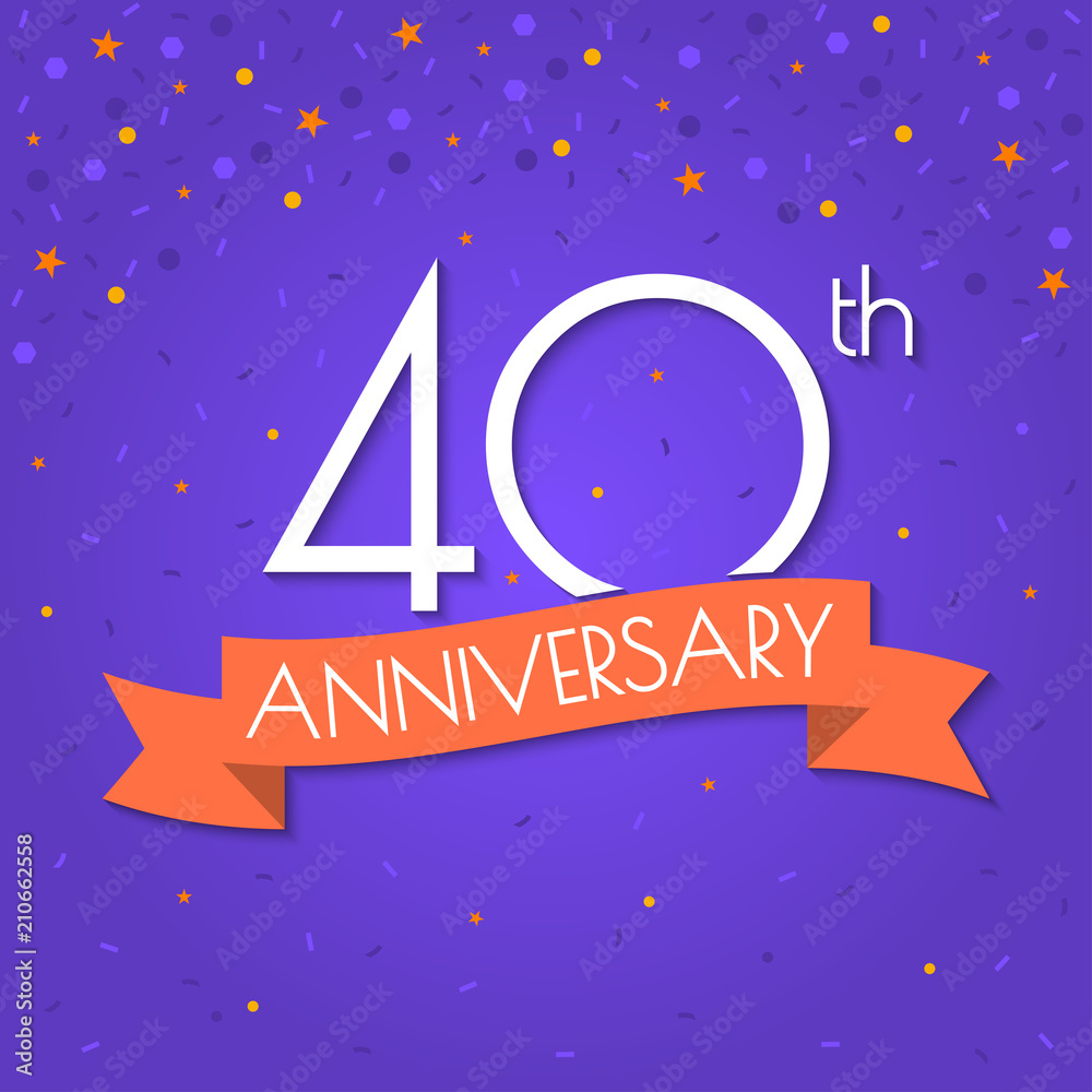 40 years anniversary logo isolated on confetti background. 40th ...