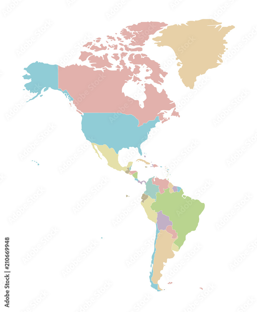 Vector de Stock Political blank America Map vector illustration ...