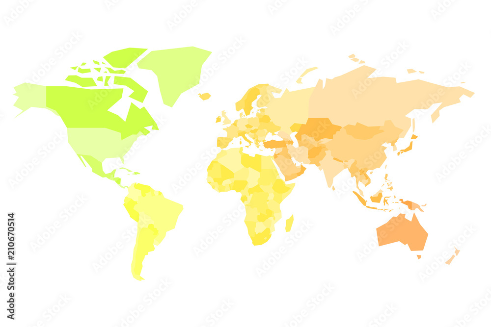 Multicolored map of World. Simplified political map with national ...
