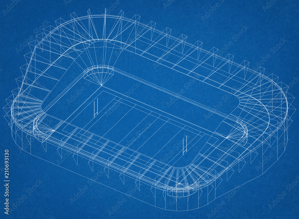 football stadium Architect Blueprint Stock Illustration | Adobe Stock