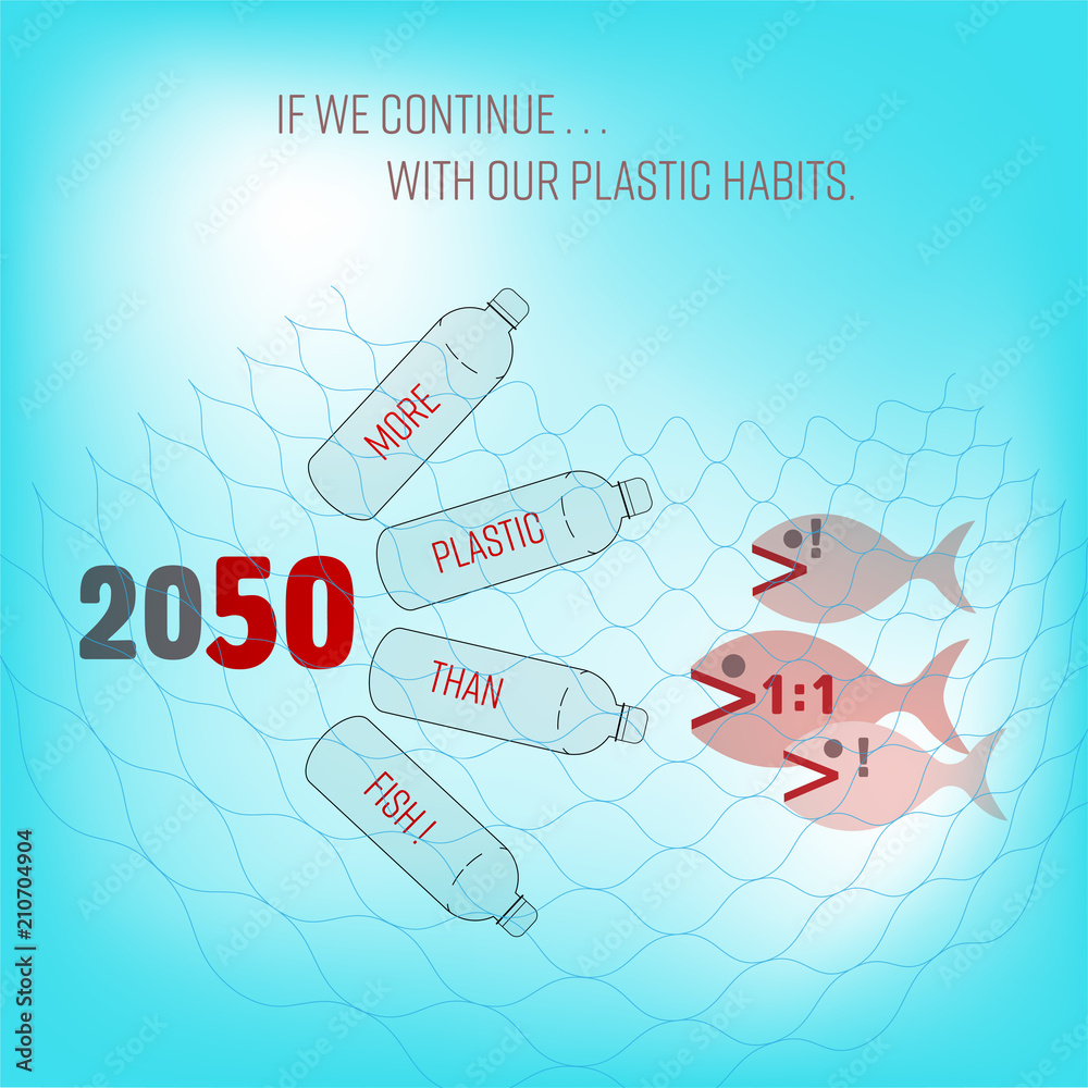 Infographic of ocean plastic pollution situation in 2050, greater than ...