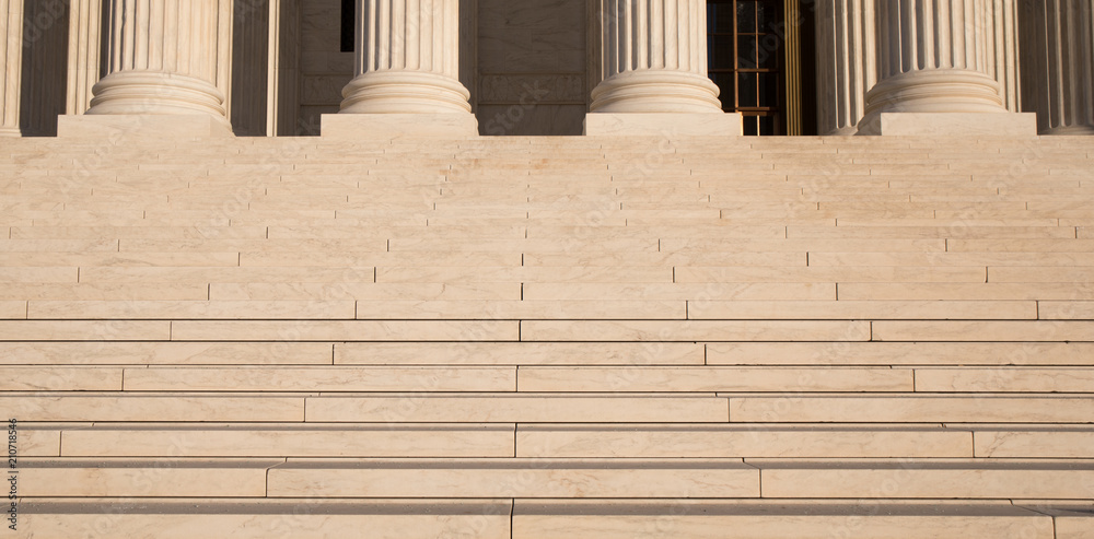 Close up photo of the column bases and steps of the US Supreme Court in ...