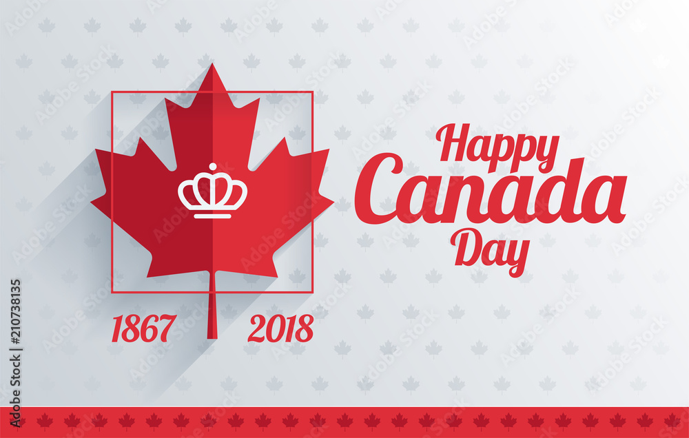 Happy Canada Day greeting card design - red maple leaf and Happy Canada ...