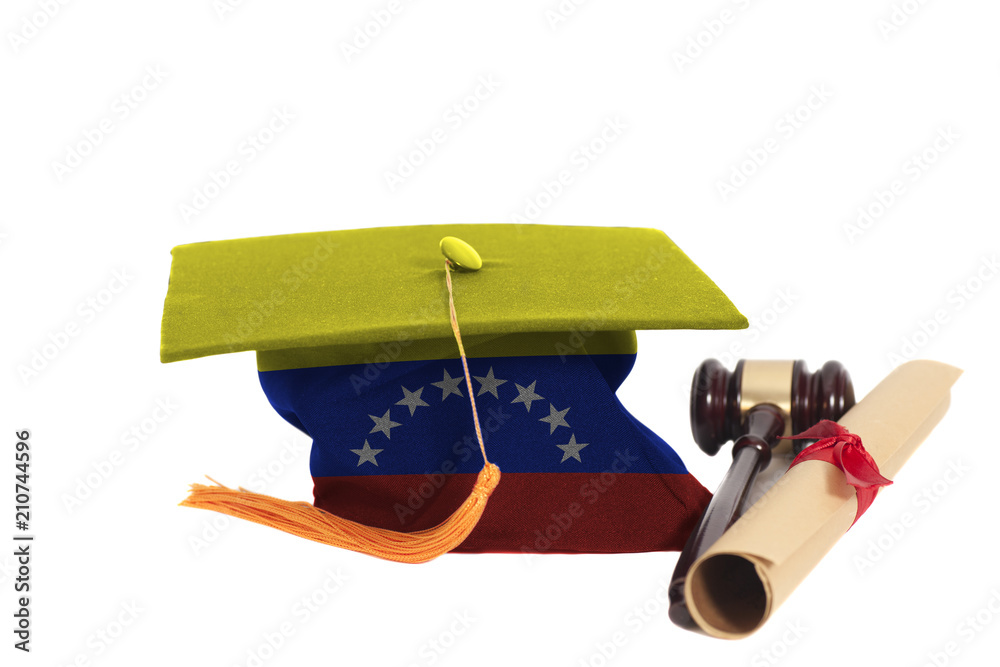 Graduation Hat with Venezuela Flag with Diploma and Judge Gavel Stock ...
