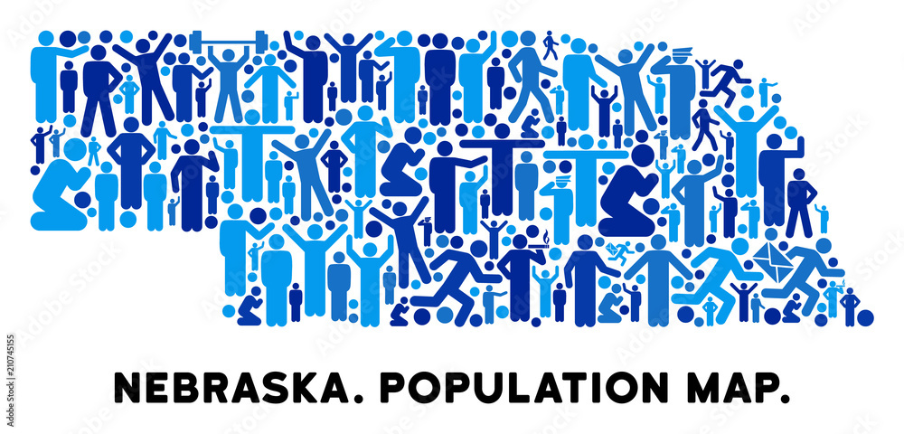 Vector population Nebraska State map. Demography mosaic of Nebraska ...