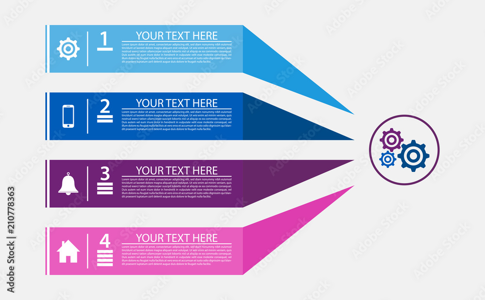 Infographic template 4 step process gear icons Stock Vector | Adobe Stock
