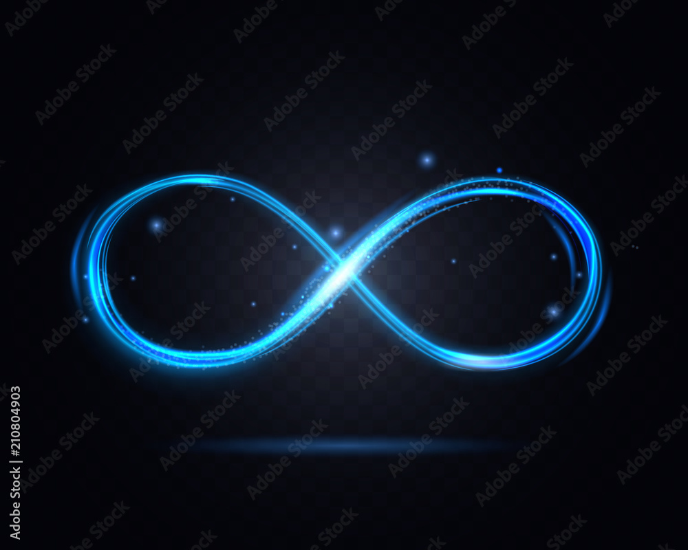 Shiny Infinity Symbol on a Dark Transparent Background. Vector Stock ...
