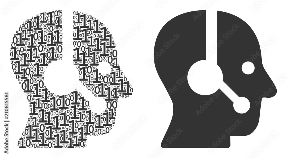 Operator collage icon of binary digits in random sizes. Vector digital ...