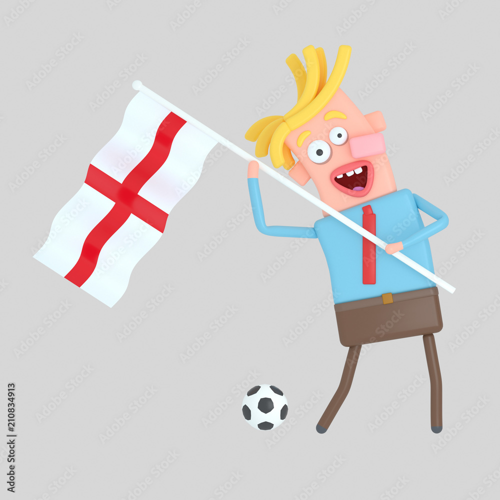 Man holding a flag of England. Isolate. Easy automatic vectorization ...