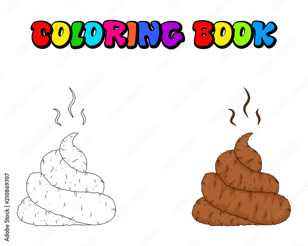 cartoon poop, shit coloring book isolated on white background Stock ...