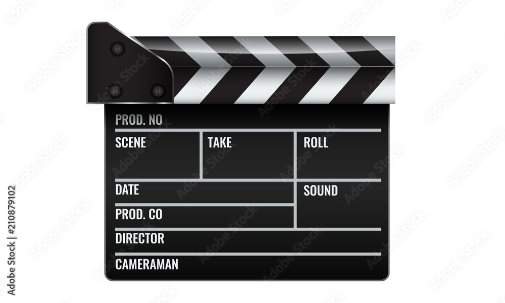 Closed realistic Cinema or film clapper. Illustrated vector. Stock ...