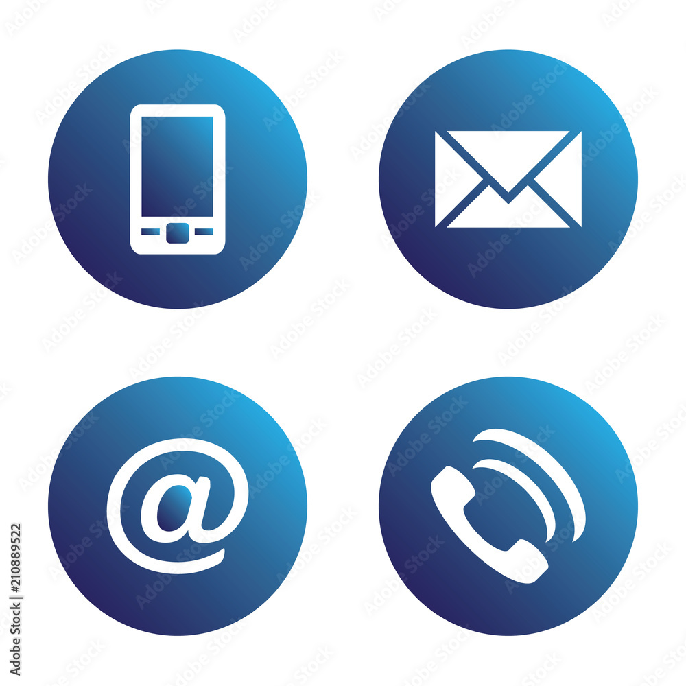 Vector icon set: blue spherical communication icons - mobile phone ...