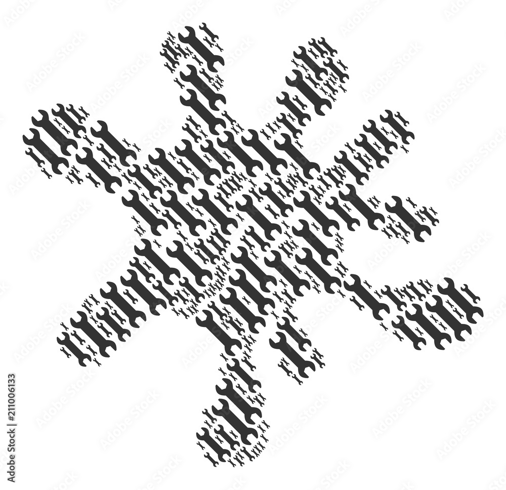 Spot figure built of wrench elements in variable sizes. Abstract vector ...