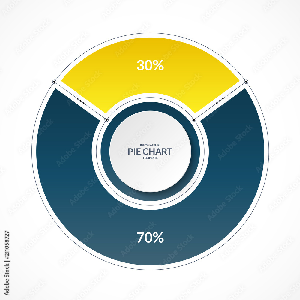 Infographic pie chart circle in thin line flat style. Share of 30 and ...