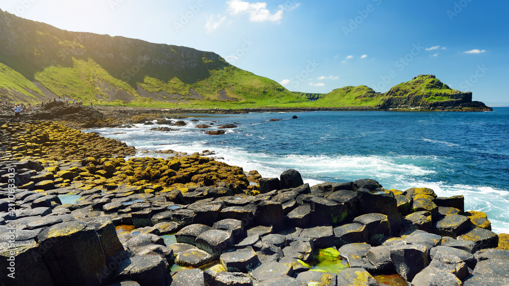 Giants Causeway, an area of hexagonal basalt stones, created by ancient ...