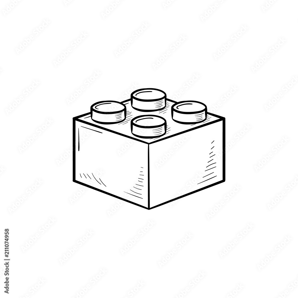 Building block hand drawn outline doodle icon. Construction, building ...