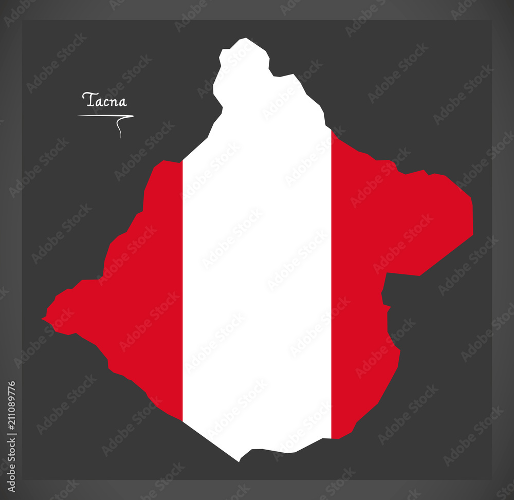 Tacna map with Peruvian national flag illustration Stock Vector | Adobe ...