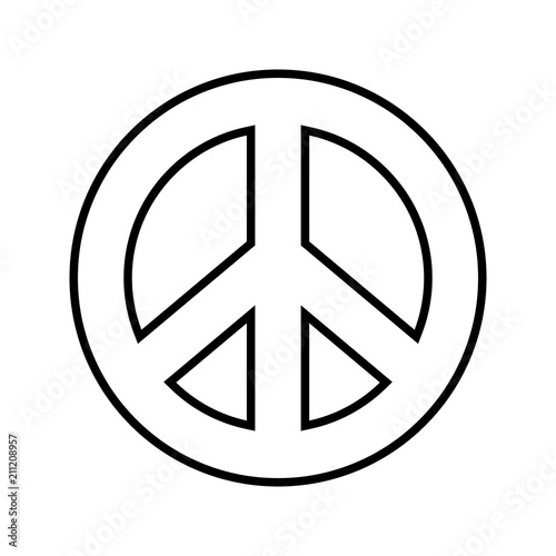 Peace symbol. Outline black and white vector graphic on separated ...
