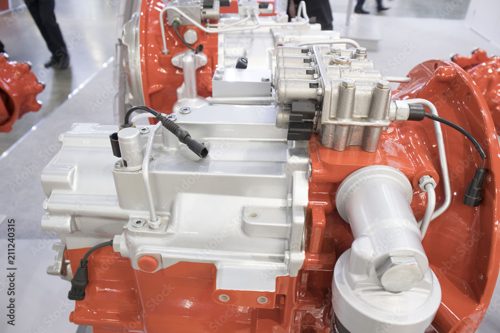 transmission for backhoe loaders. the engine, the axis is presented at ...