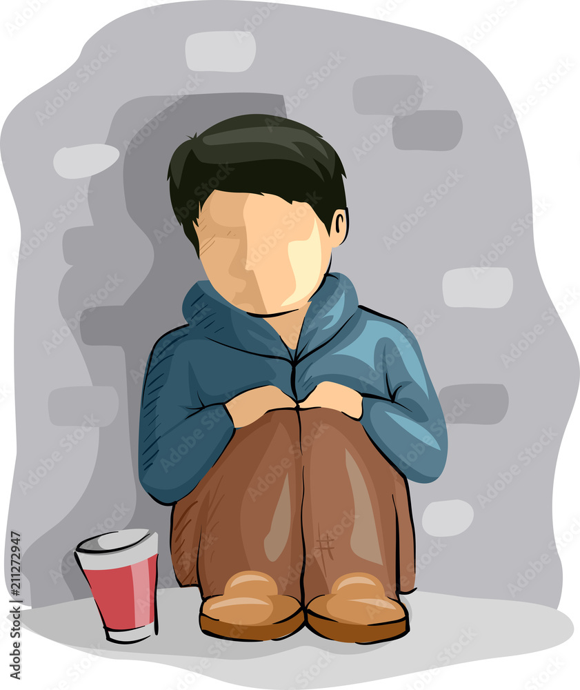 Kid Boy Poor Abandoned Illustration Stock Vector | Adobe Stock