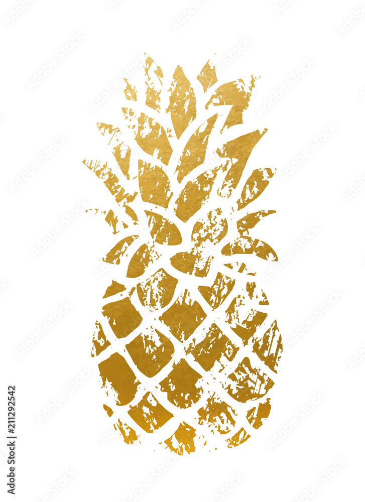 Golden Pineapple Shape Stock Vector | Adobe Stock