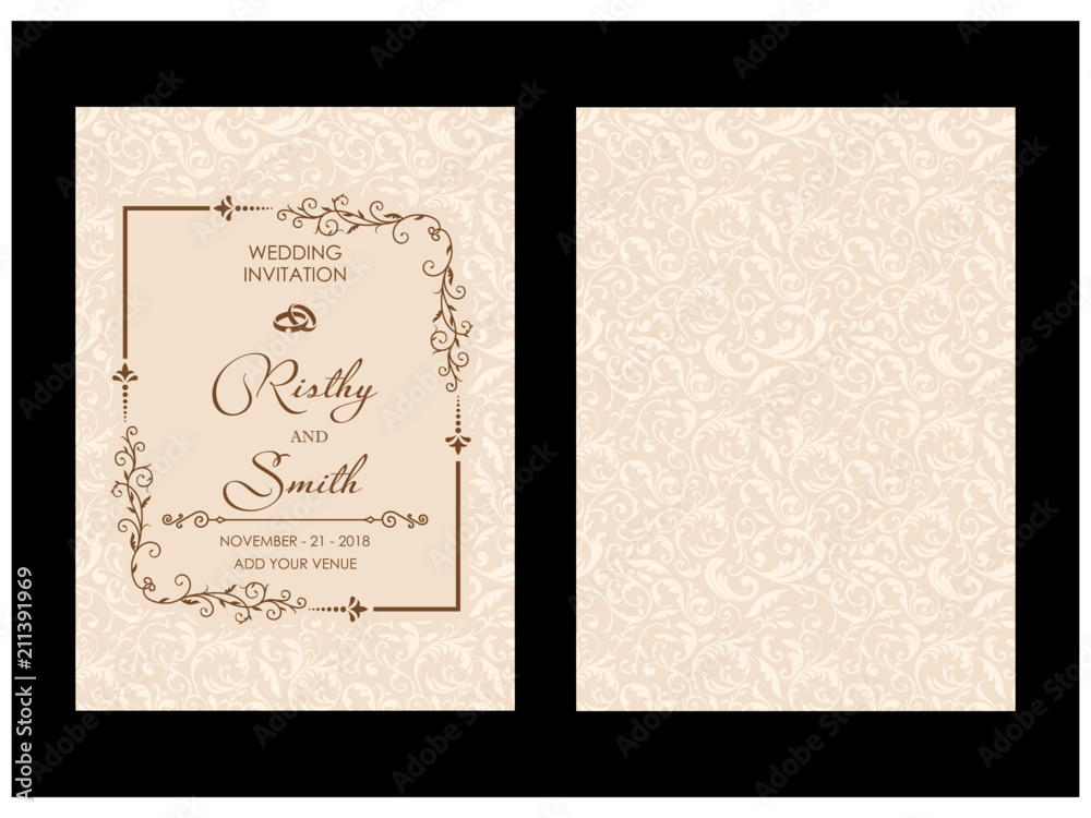 Wedding invitations flourishes ornaments cards,floral invite card Design. save the date, thank ...