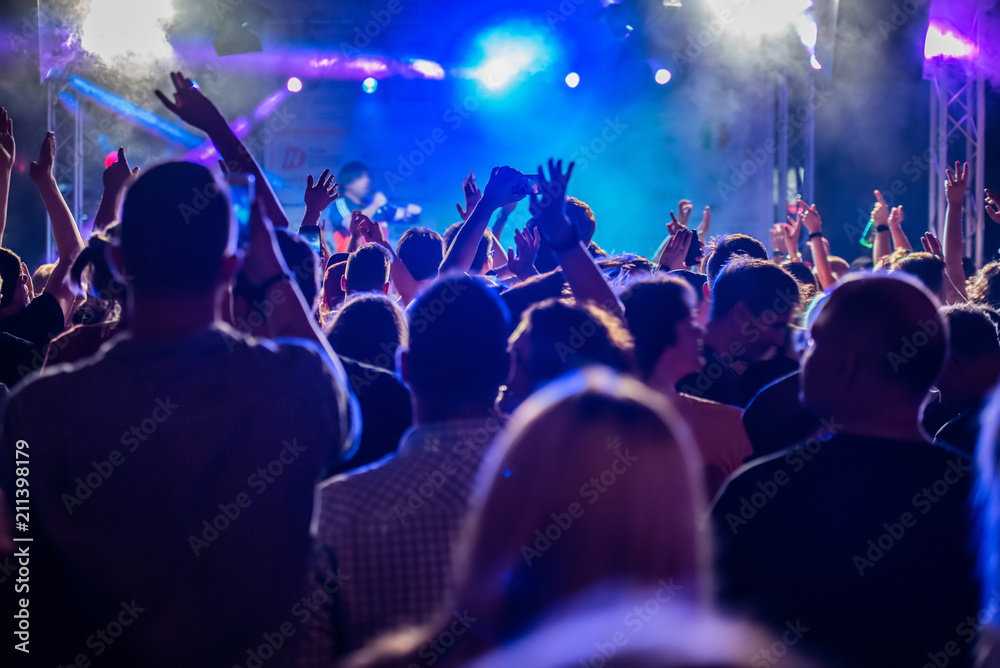 Big Crowd celebrating a live concert Stock Photo | Adobe Stock