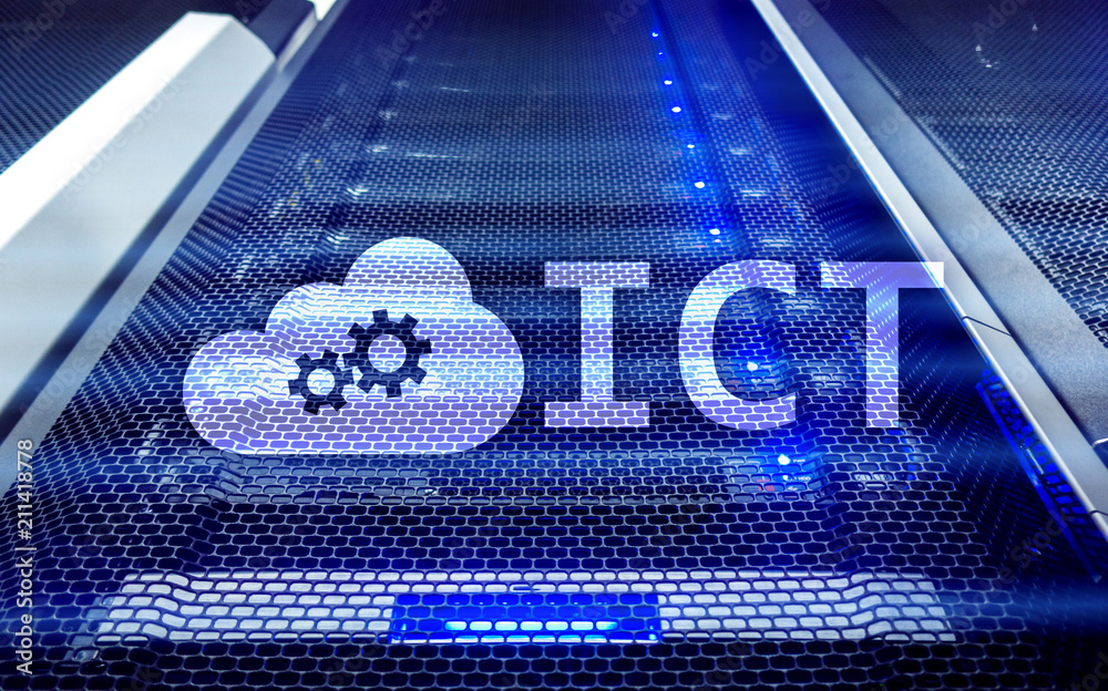 ICT - information and communications technology concept on server room ...