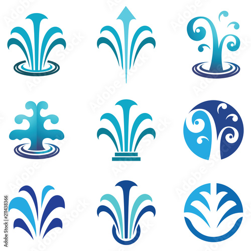 Water Spring Fountain Blue Nature Logo Symbol Stock Vector | Adobe Stock