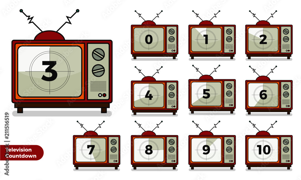 Screen Countdown on the Retro TV screen. Vector illustration of ...