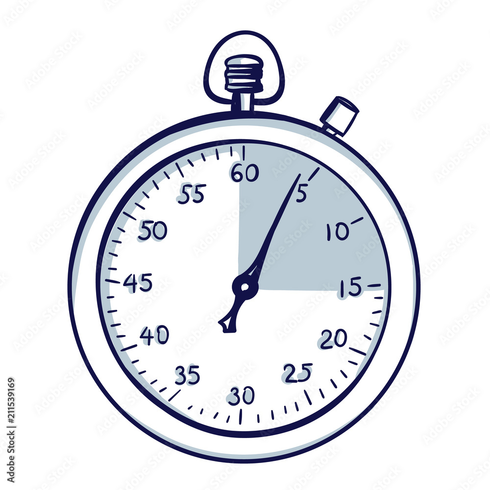 Stopwatch / stop watch timer. Hand drawn doodle cartoon vector ...