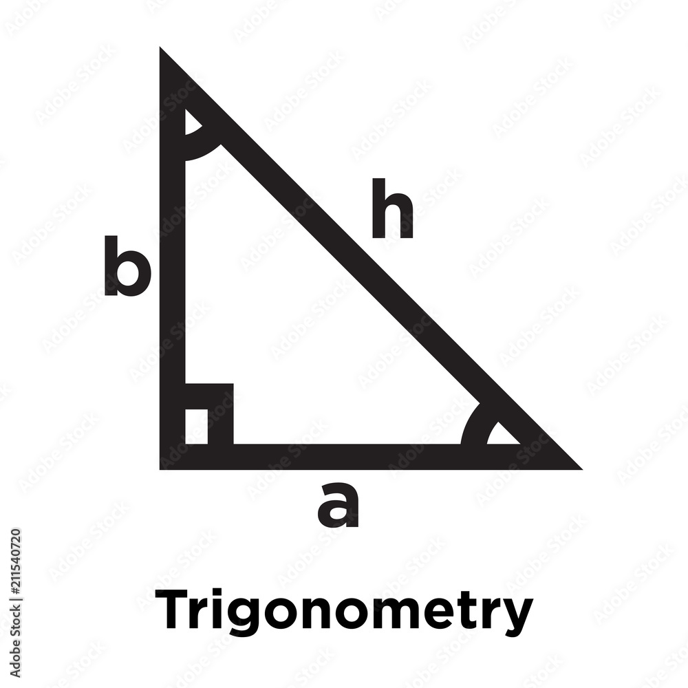 Trigonometry icon vector sign and symbol isolated on white background ...