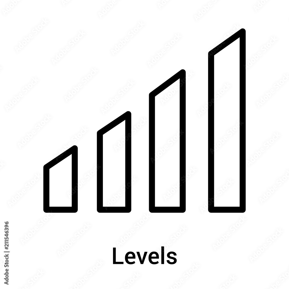 Levels icon vector sign and symbol isolated on white background, Levels ...