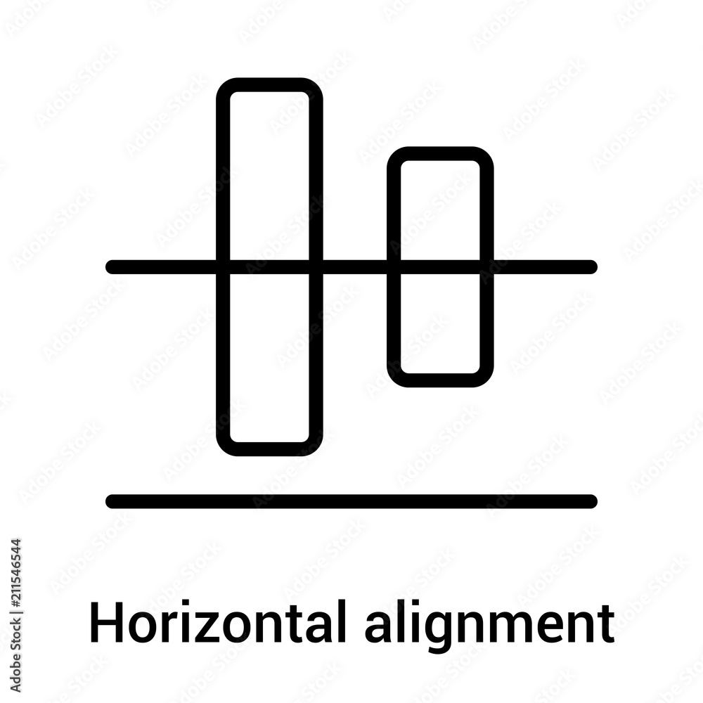 Horizontal alignment icon vector sign and symbol isolated on white background, Horizontal ...